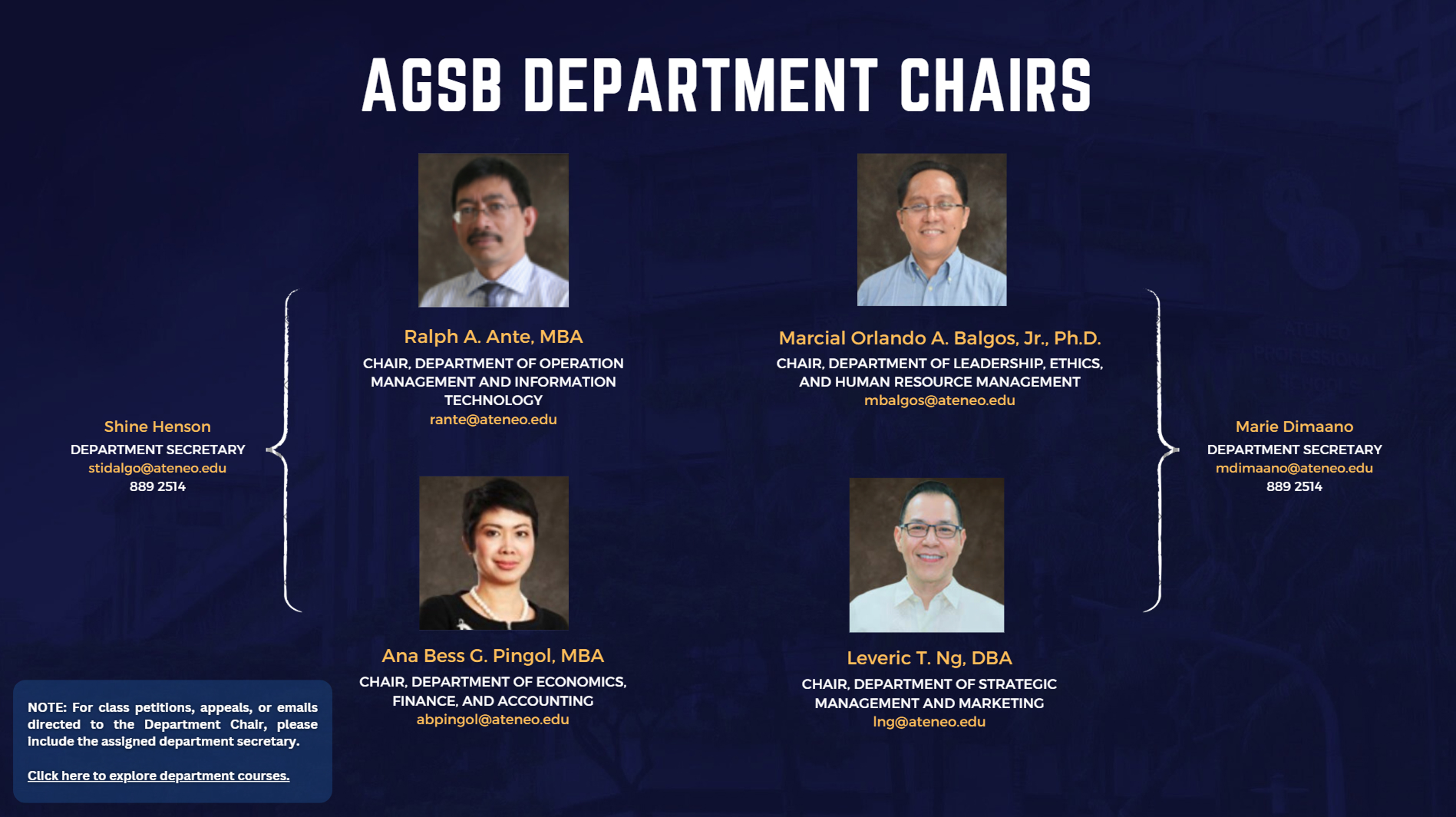 Department Directory – AGSB Student Council